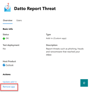 Deploying the Datto SaaS Defense Report Threat Add-In